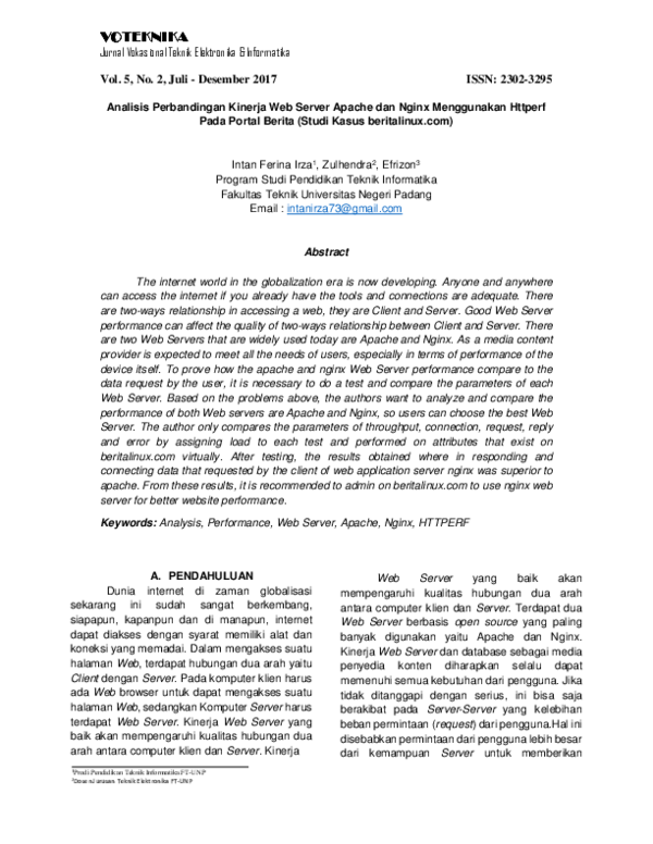 (PDF) Analisis Perbandingan Kinerja Web Server Apache dan Nginx Menggunakan Httperf Pada Portal ...