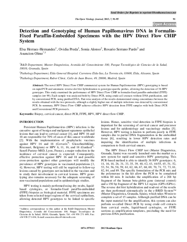 (PDF) Detection and Genotyping of Human Papillomavirus DNA in Formalin ...