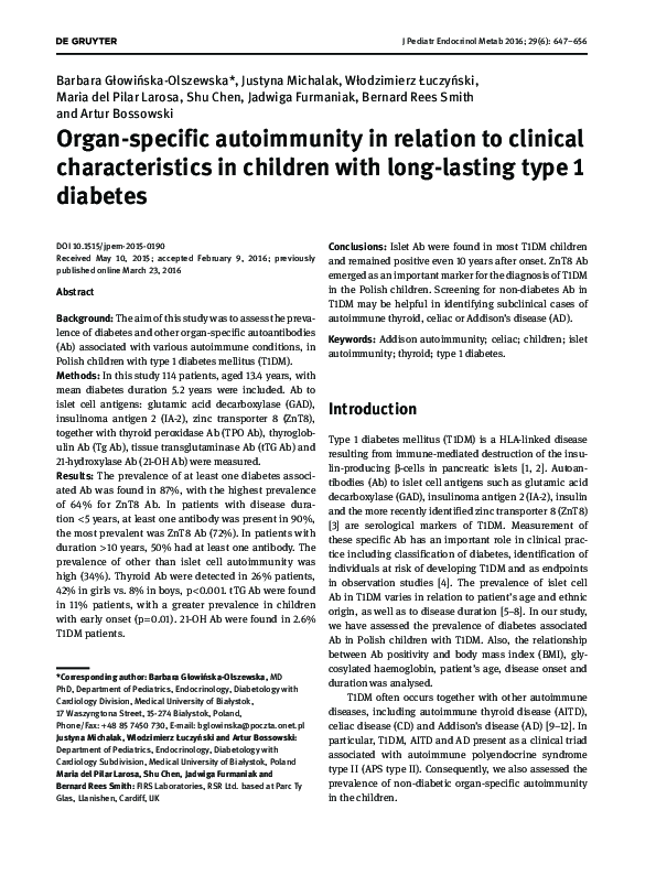 (PDF) Organ-specific autoimmunity in relation to clinical ...