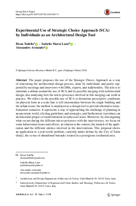 (PDF) Experimental Use of Strategic Choice Approach (SCA) by ...