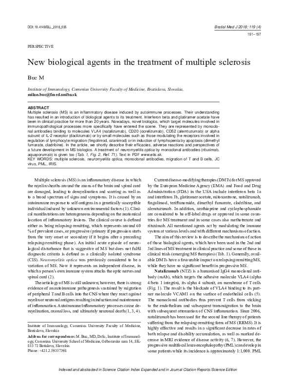 (PDF) New biological agents in the treatment of multiple sclerosis