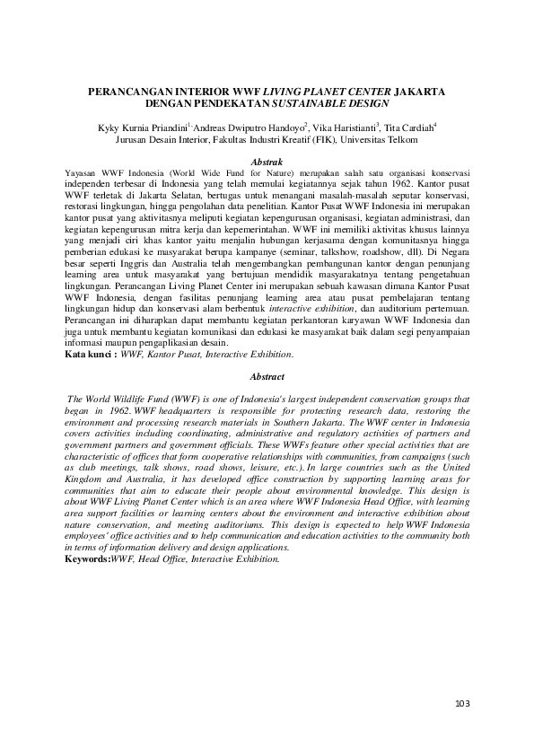 (PDF) Perancangan Interior WWF Living Planet Center Jakarta dengan ...