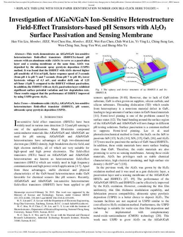 (PDF) Investigation of AlGaN/GaN Ion-Sensitive Heterostructure Field-Effect Transistors-Based pH ...