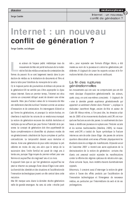 (PDF) Internet : un nouveau conflit de génération
