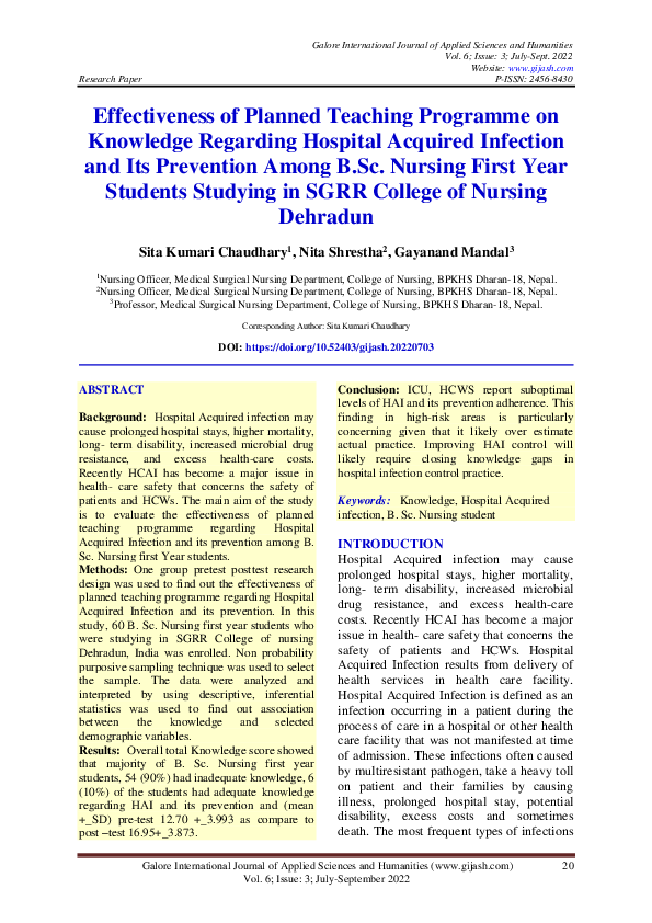 (PDF) Effectiveness of Planned Teaching Programme on Knowledge ...