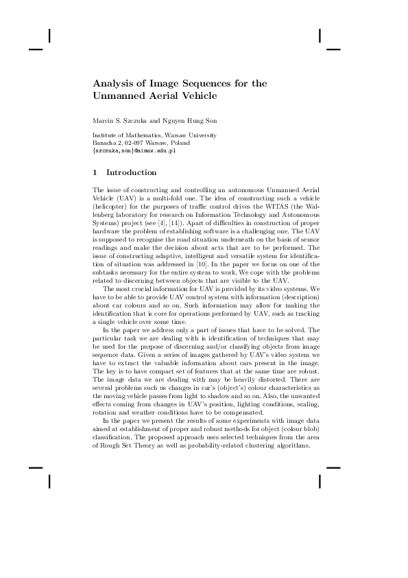 Pdf Analysis Of Image Sequences For The Unmanned Aerial Vehicle Hung Son Nguyen