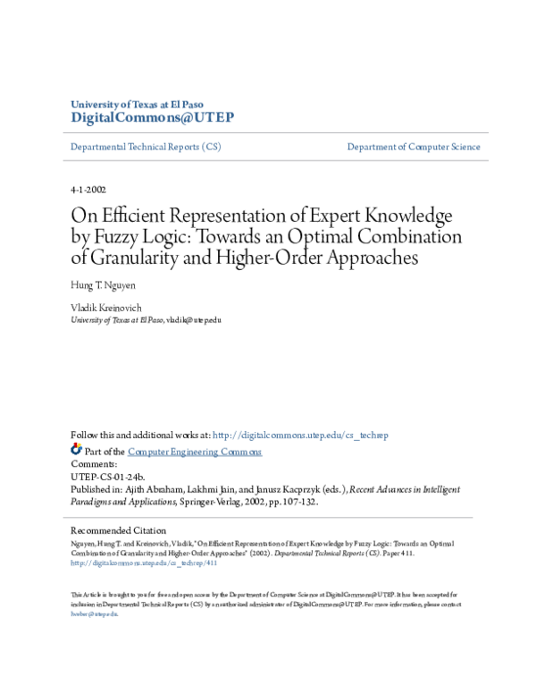 (PDF) On Efficient Representation of Expert Knowledge by Fuzzy Logic: Towards an Optimal ...