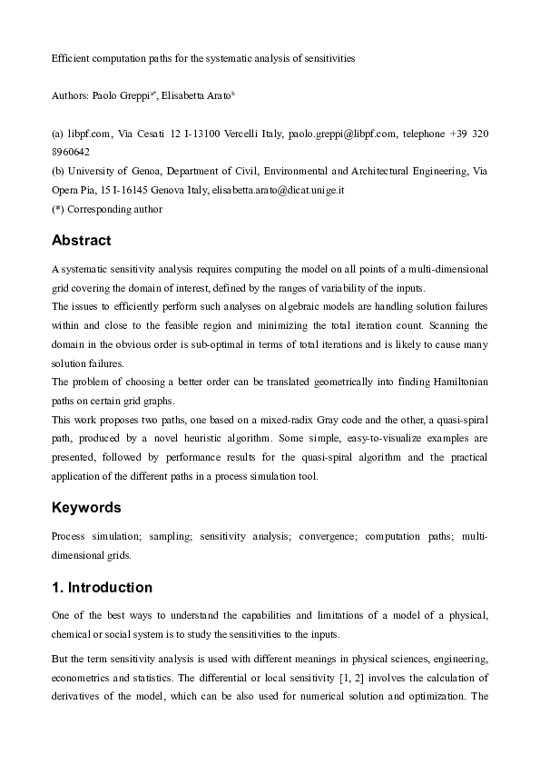 Pdf Optimized Paths For Sensitivity Analysis 0533