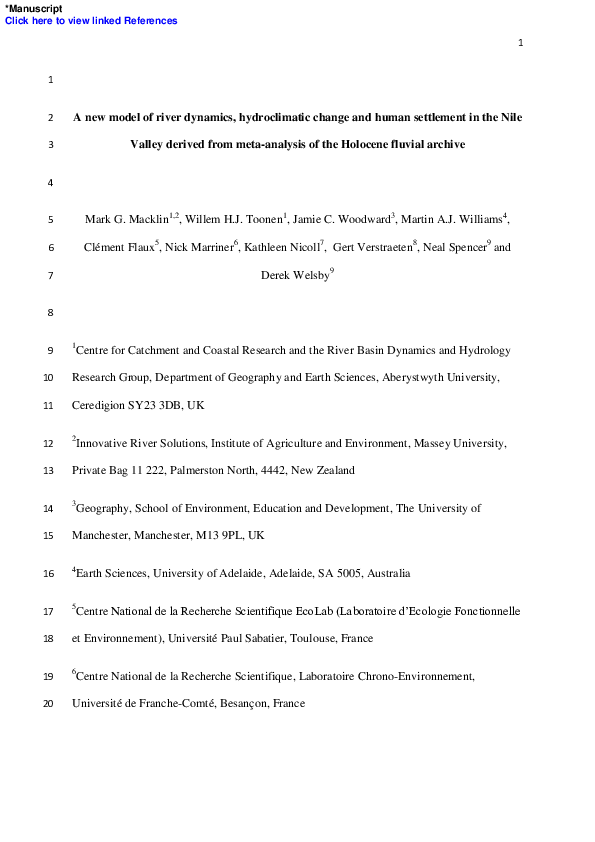 (PDF) A new model of river dynamics, hydroclimatic change and human ...