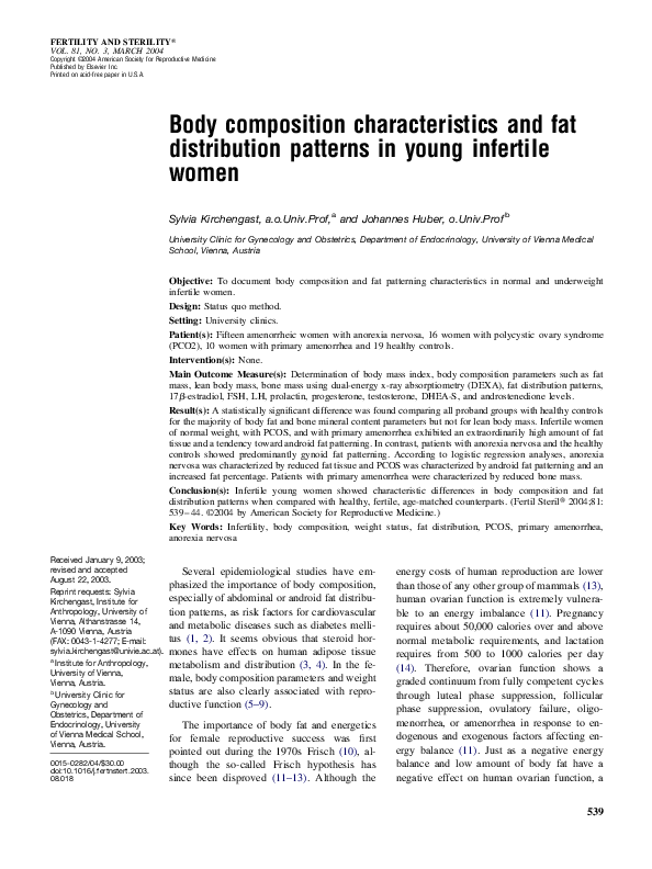 (PDF) Body composition characteristics and fat distribution patterns in ...