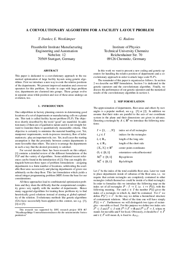 (PDF) A coevolutionary algorithm for a facility layout problem