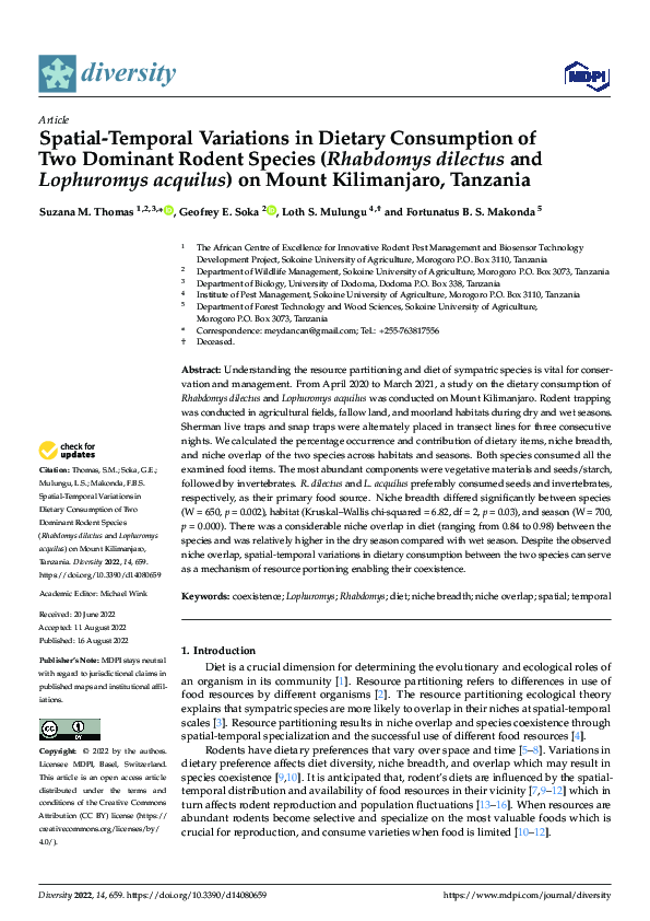 Pdf Spatial Temporal Variations In Dietary Consumption Of Two