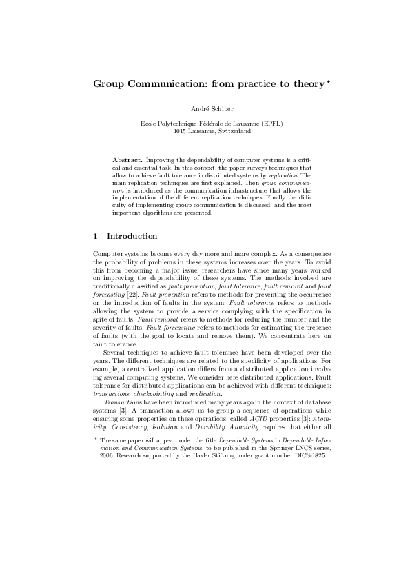 (PDF) Group Communication: From Practice to Theory