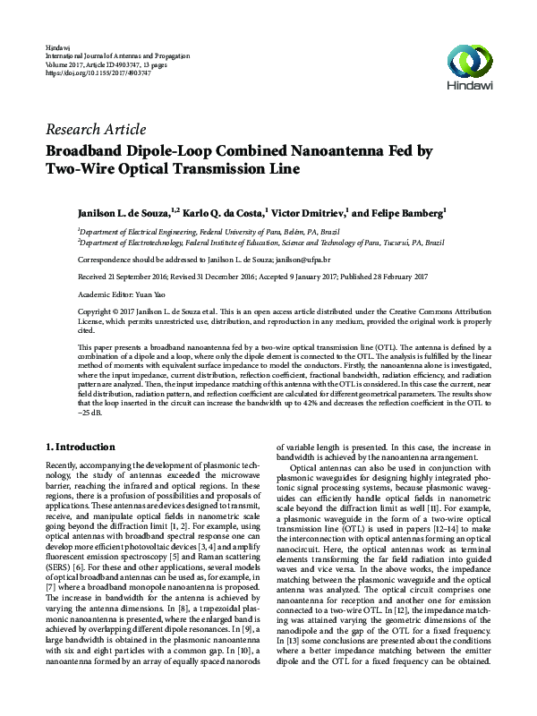 (PDF) Broadband Dipole-Loop Combined Nanoantenna Fed by Two-Wire ...