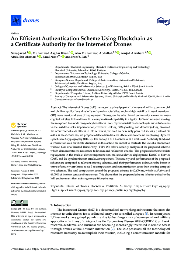 Pdf An Efficient Authentication Scheme Using Blockchain As A Certificate Authority For The