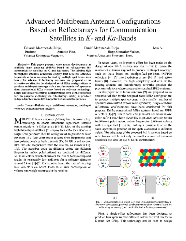 (PDF) Advanced Multibeam Antenna Configurations Based on Reflectarrays: Providing multispot ...