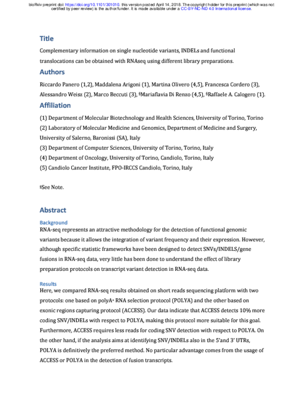 (PDF) Complementary information on single nucleotide variants, INDELs and functional ...