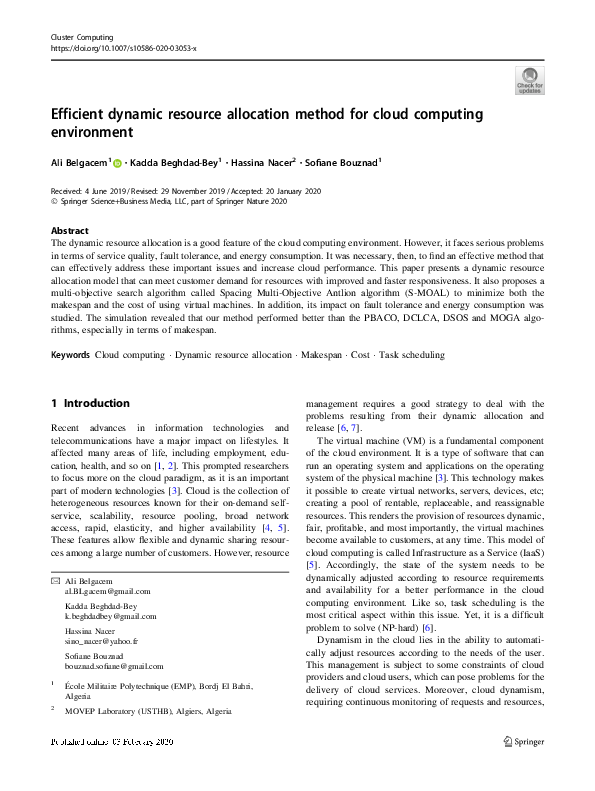 Pdf Efficient Dynamic Resource Allocation Method For Cloud Computing 6468