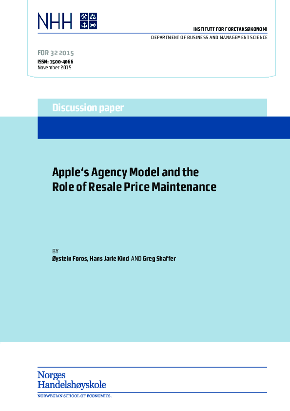 (PDF) Apple's Agency Model and the Role of Resale Price Maintenance