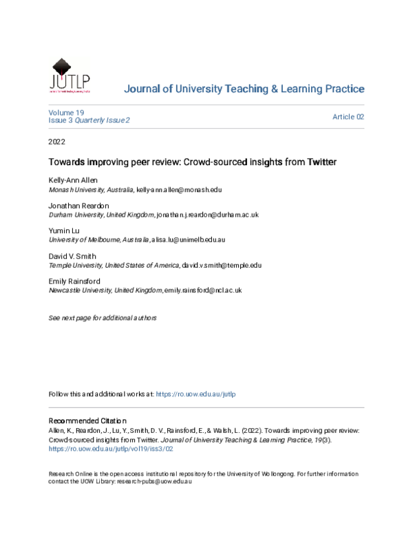 (PDF) Towards improving peer review: Crowd-sourced insights from Twitter