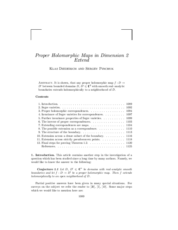 (PDF) Proper holomorphic maps in dimension 2 extend