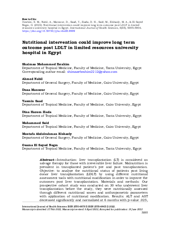 (PDF) Nutritional intervention could improve long term outcome post ...