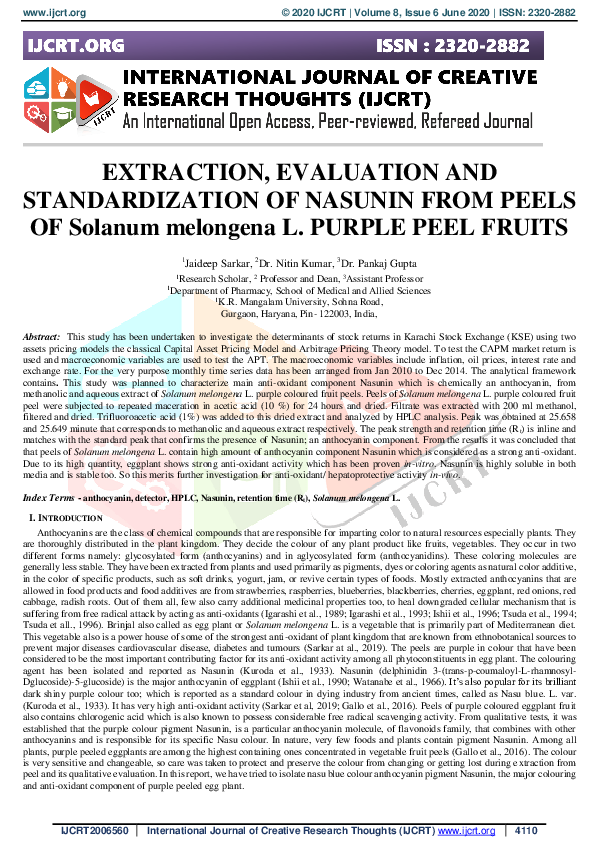 (PDF) EXTRACTION, EVALUATION AND STANDARDIZATION OF NASUNIN FROM PEELS ...