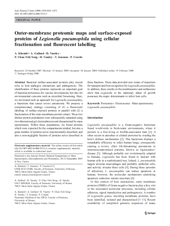 (PDF) Outer-membrane proteomic maps and surface-exposed proteins of ...