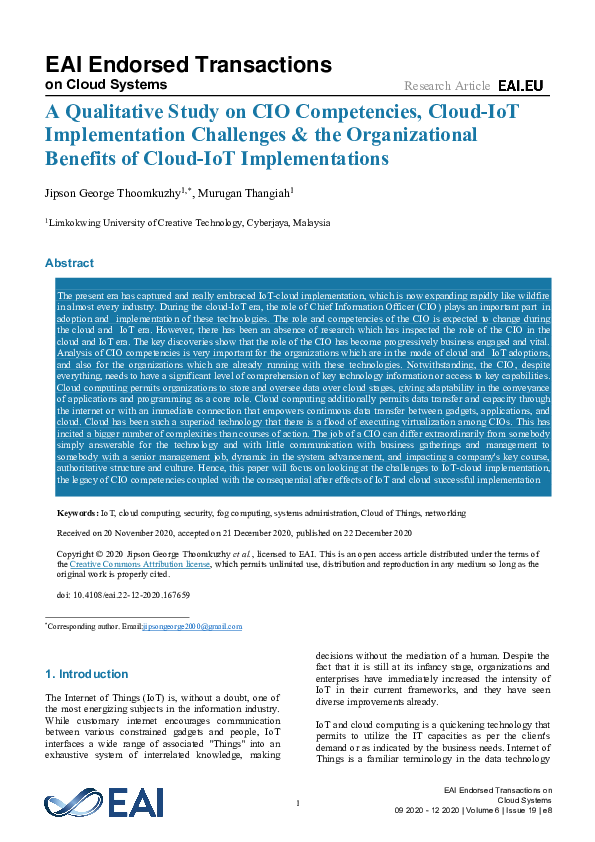 (PDF) A Qualitative Study on CIO Competencies, Cloud-IoT Implementation ...