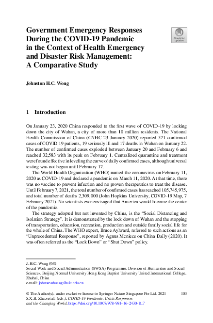 (PDF) Government Emergency Responses During the COVID-19 Pandemic in ...