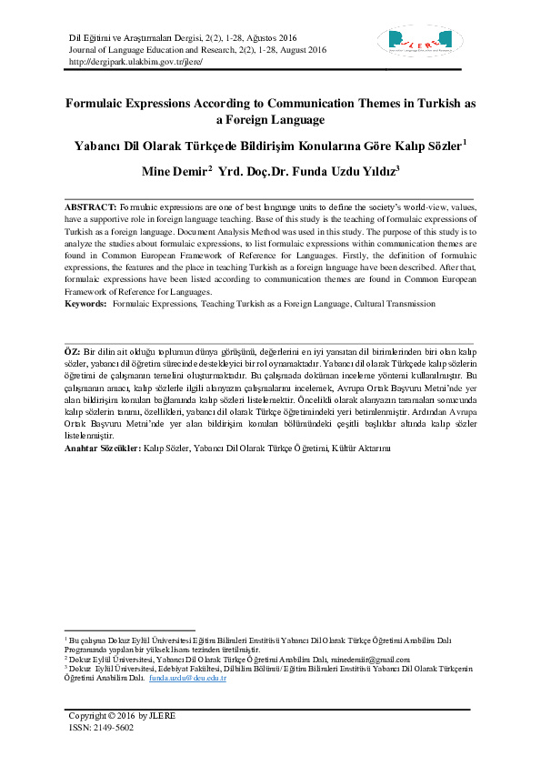 (PDF) Formulaic Expressions According to Communication Themes in ...