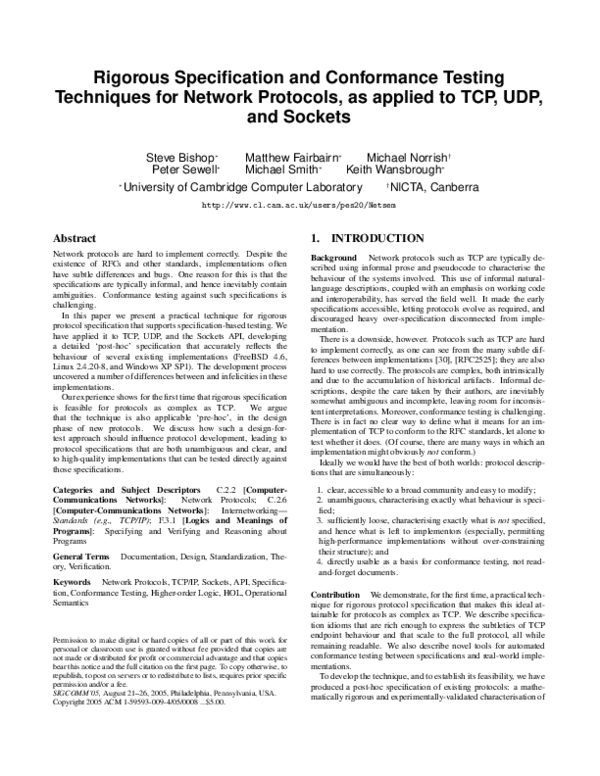 Pdf Rigorous Specification And Conformance Testing Techniques For Network Protocols As