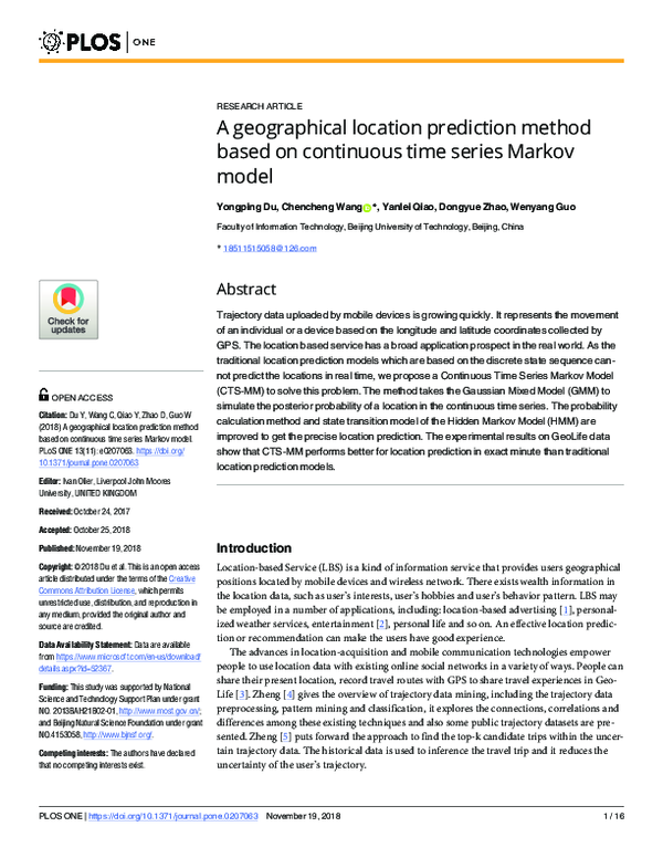 (PDF) A geographical location prediction method based on continuous ...