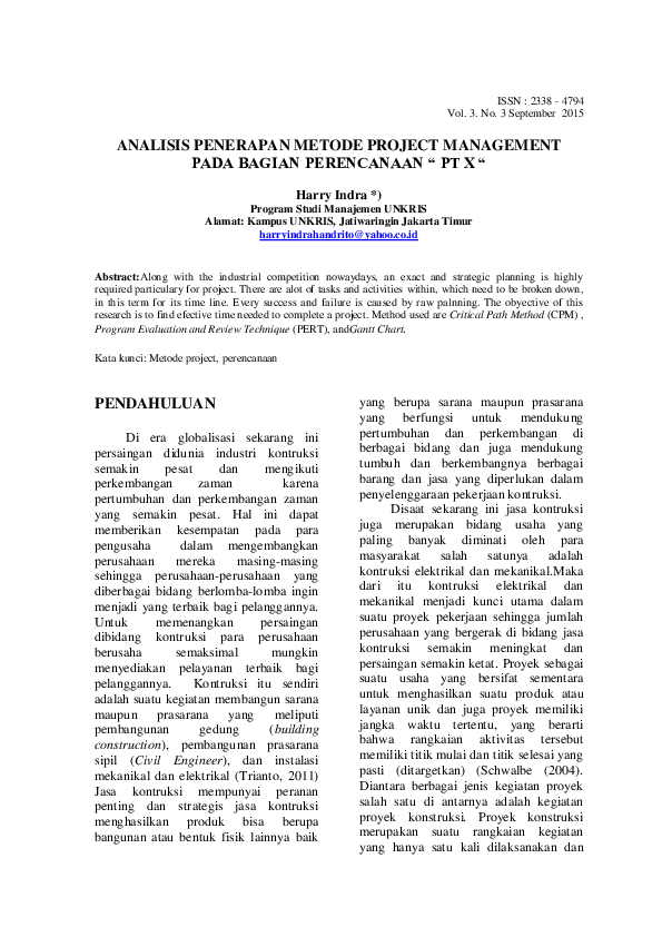 (PDF) Analisis Penerapan Metode Project Management Pada Bagian ...
