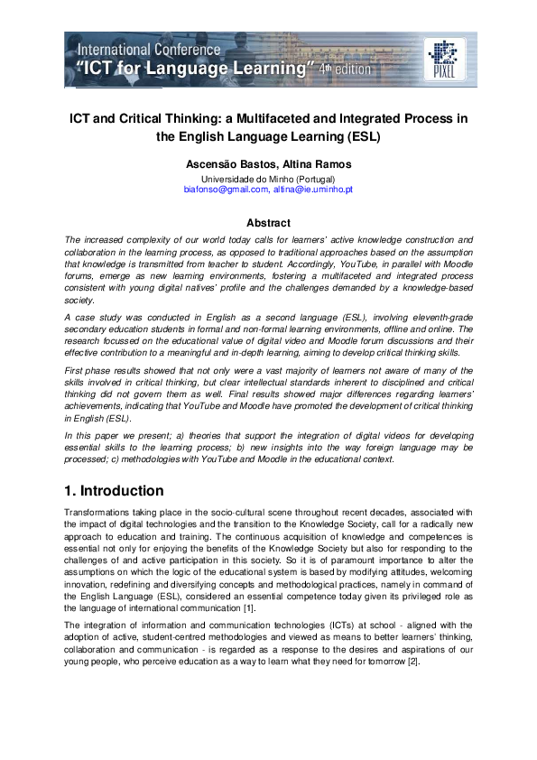 (PDF) ICT and Critical Thinking: a Multifaceted and Integrated Process ...