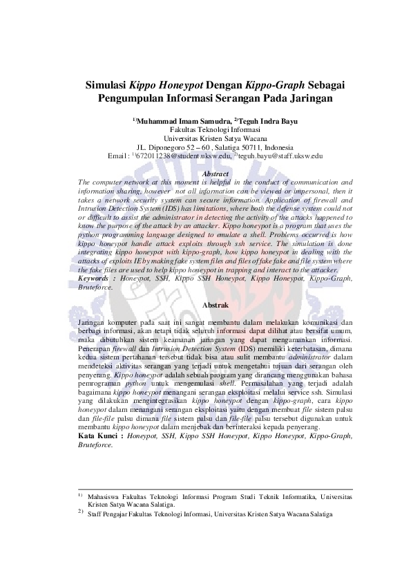 (PDF) Simulasi Kippo Honeypot dengan Kippo-Graph sebagai Pengumpulan ...