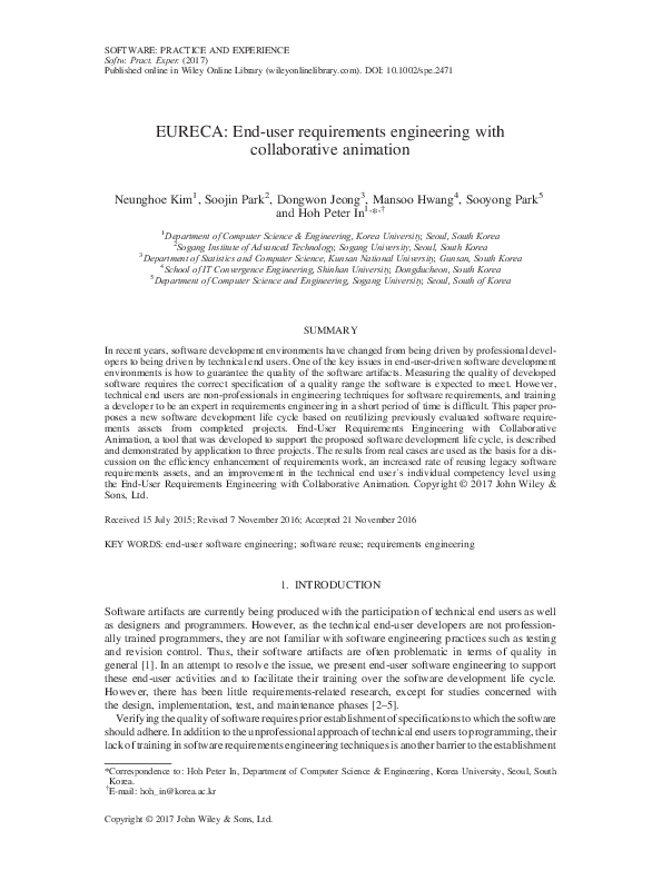 (PDF) EURECA: End-user requirements engineering with collaborative animation