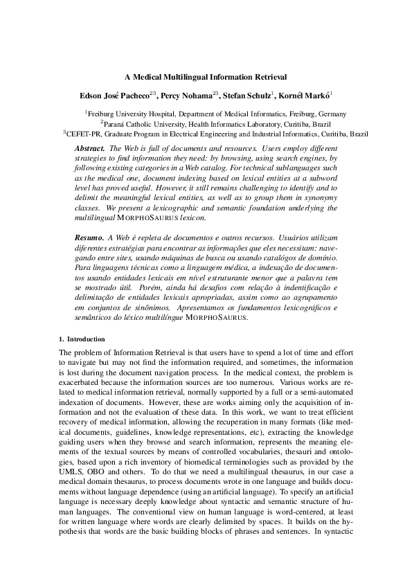 (PDF) A Medical Multilingual Information Retrieval