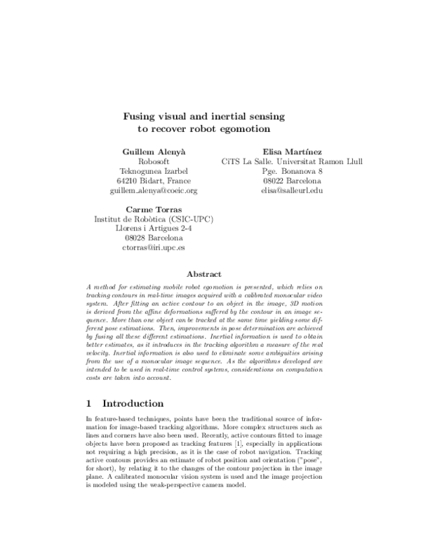 (PDF) Fusing Visual and Inertial Sensing to Recover Robot Ego-motion | irem stratmann - Academia.edu