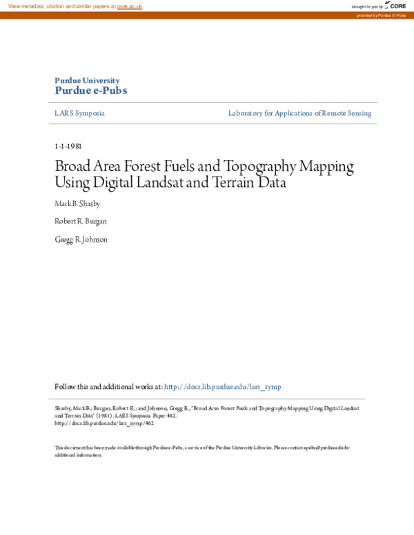 (PDF) Broad Area Forest Fuels and Topography Mapping Using Digital ...
