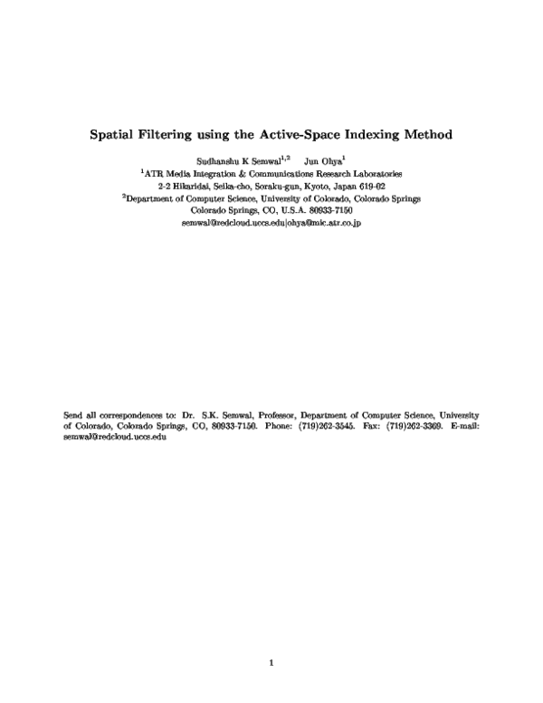 Pdf Spatial Filtering Using The Active Space Indexing Method