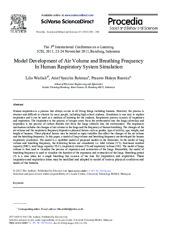 (PDF) Model Development of Air Volume and Breathing Frequency in Human ...
