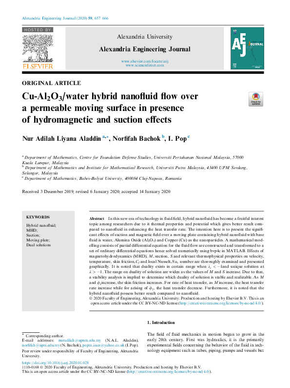 (PDF) Cu-Al2O3/water hybrid nanofluid flow over a permeable moving ...