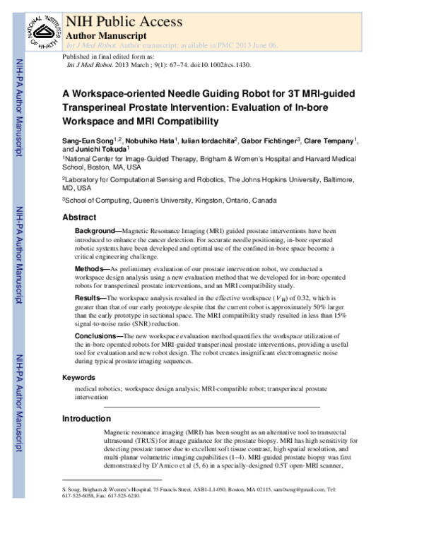(PDF) A workspace-orientated needle-guiding robot for 3T MRI-guided ...