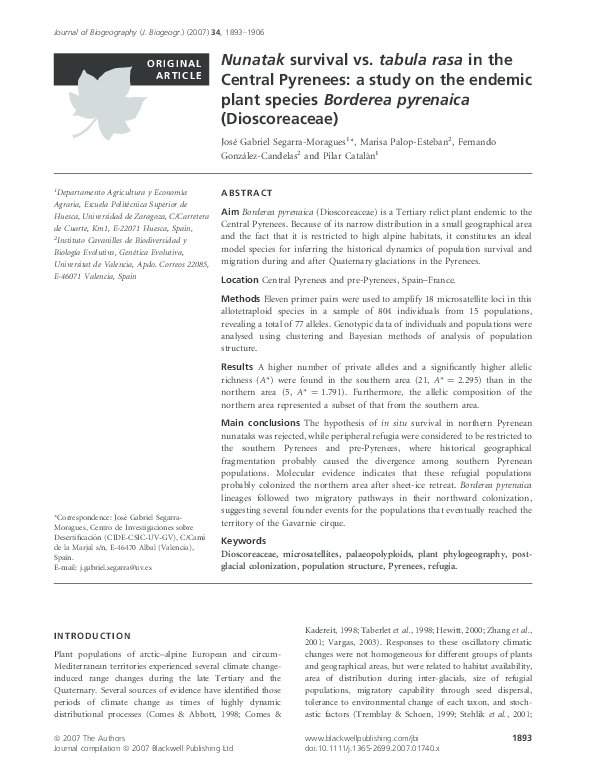 (PDF) Nunatak survival vs. tabula rasa in the Central Pyrenees: a study ...