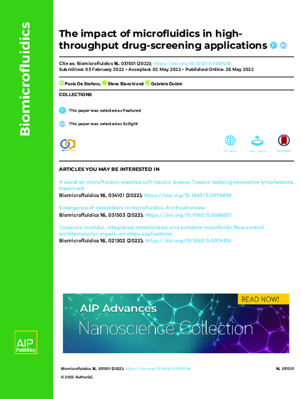 (PDF) The impact of microfluidics in high-throughput drug-screening applications