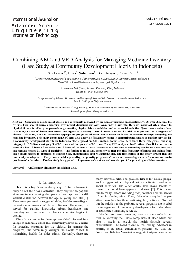 (PDF) Combining ABC and VED Analysis for Managing Medicine Inventory ...