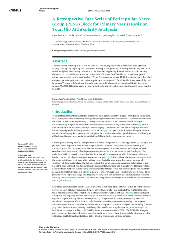 (PDF) A Retrospective Case Series of Pericapsular Nerve Group (PENG ...