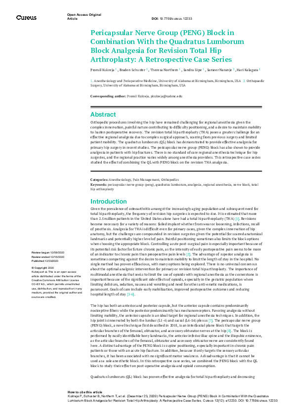 (PDF) Pericapsular Nerve Group (PENG) Block in Combination With the ...