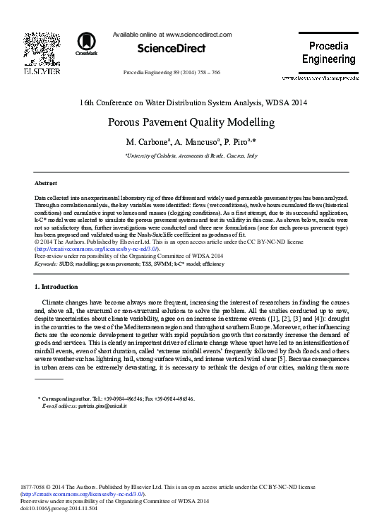 (PDF) Porous Pavement Quality Modelling